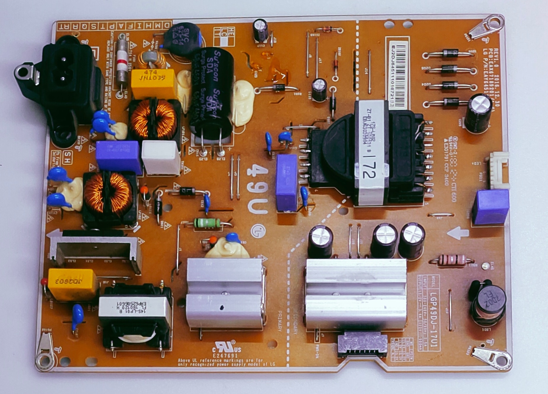 LG 49UJ632-TA LED TV POWER SUPPLY BOARD in LG LED TV SMPS BOARD by LG ...